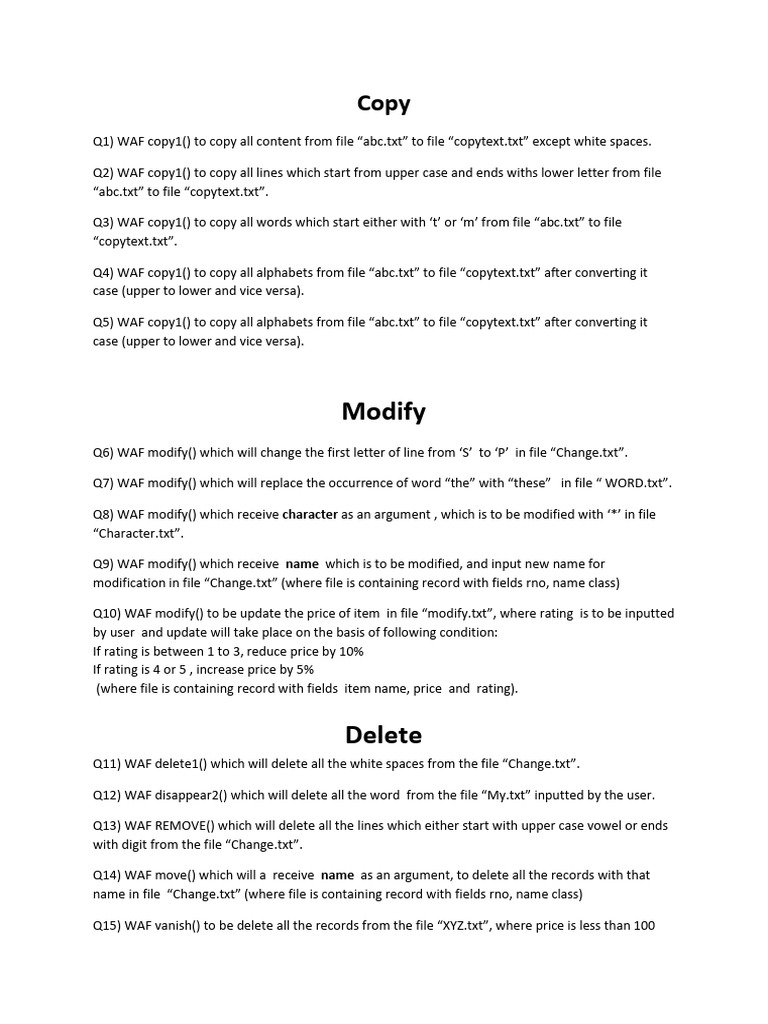 Assignment File Questions | PDF