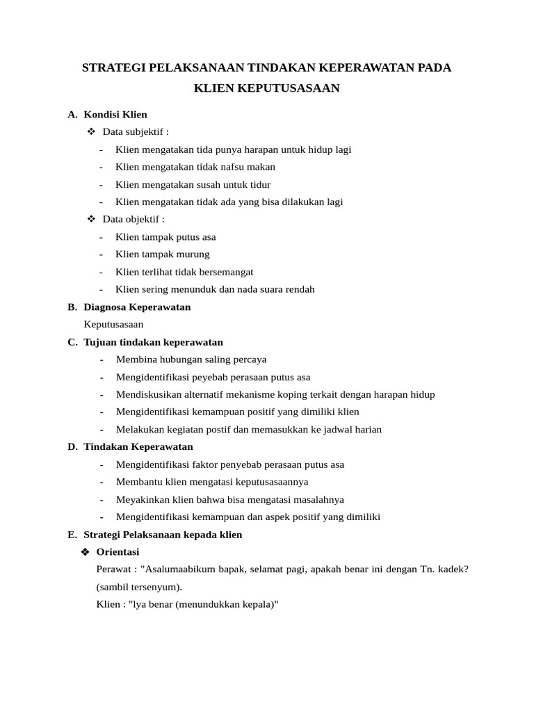 SPTK Keputusasaan | PDF
