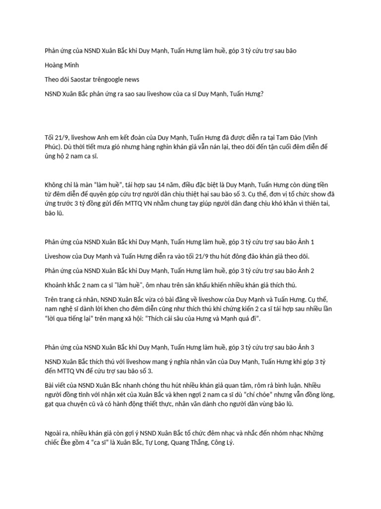 Phản ứng của NSND Xuân Bắc khi Duy Mạnh | PDF