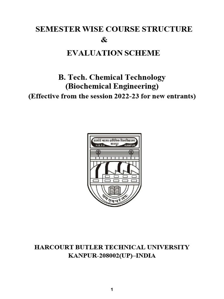 B. Tech. Biochemical Engineering Course Structure | PDF