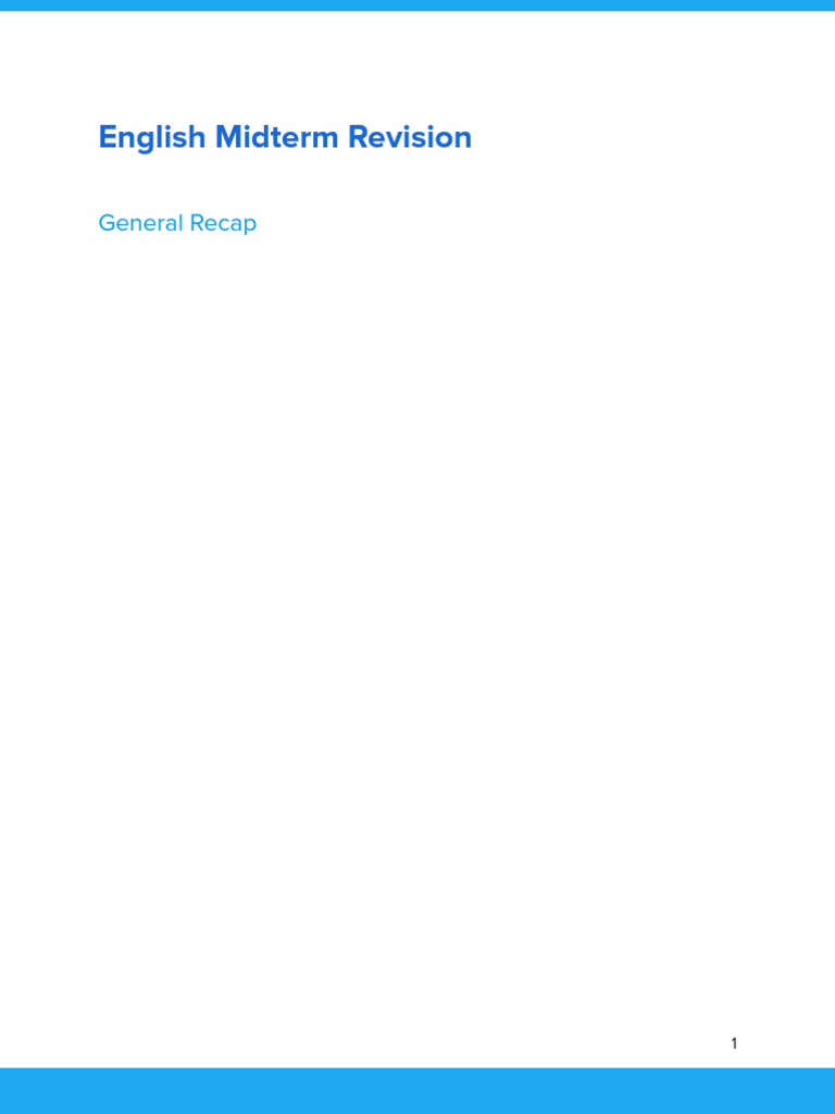 English Midterm Revision: General Recap | PDF