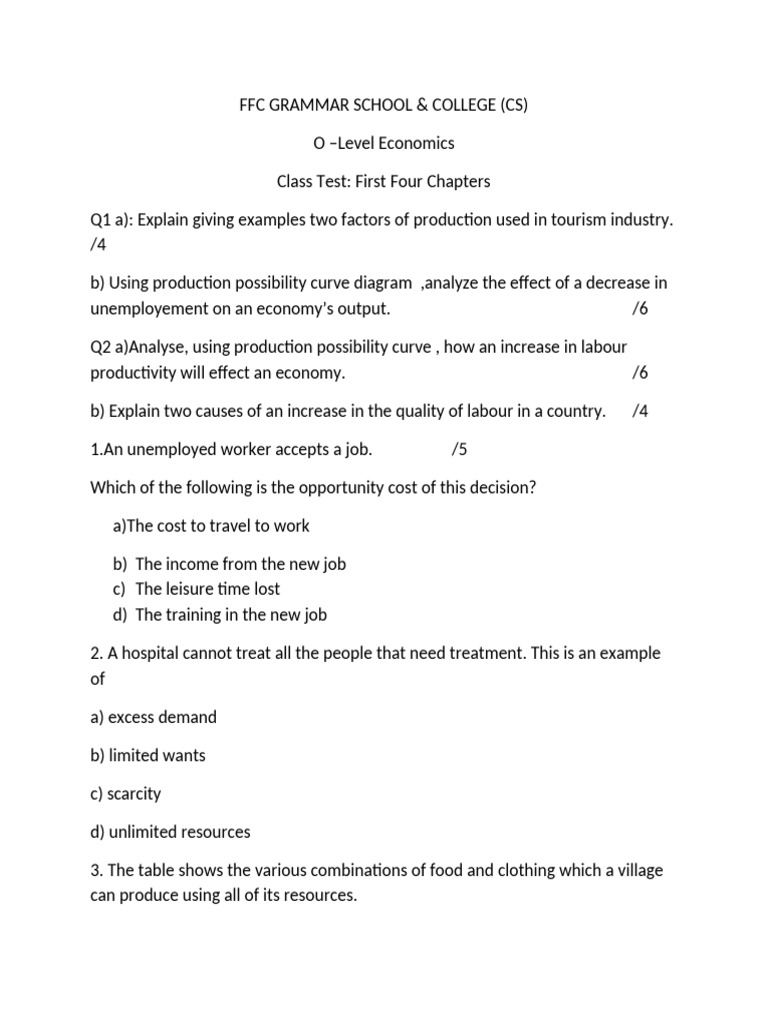 O Level Test | PDF | Business | Science & Mathematics
