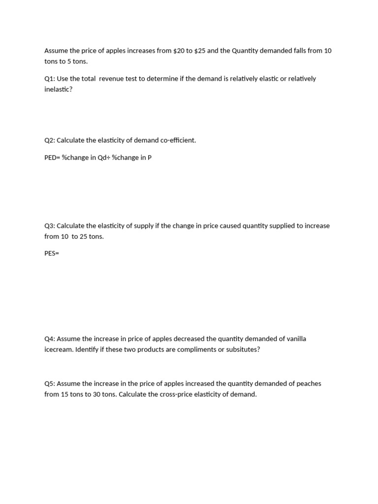 Elasticity Questions | PDF
