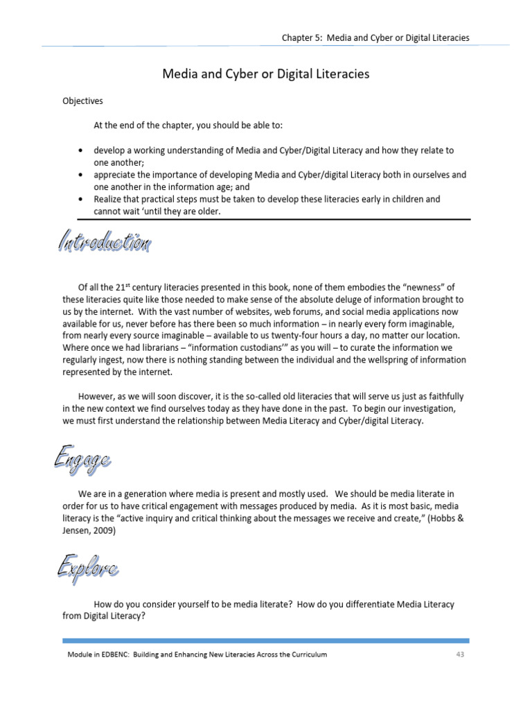 Chapter-5-Media and Cyber or Digital Literacies | PDF