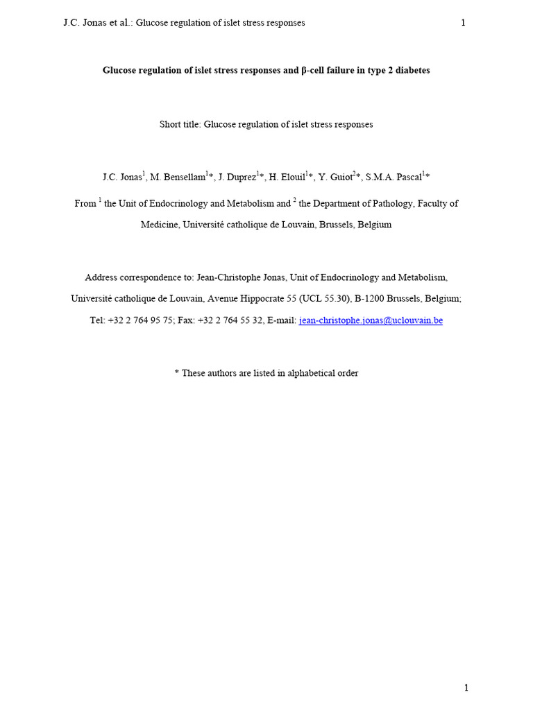 Glucose regulation of islet stress responses and β-cell failure in type ...
