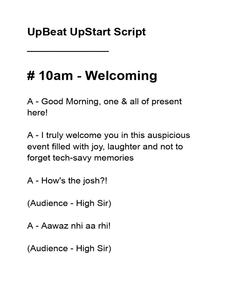 Upbeat Upscale Script | PDF