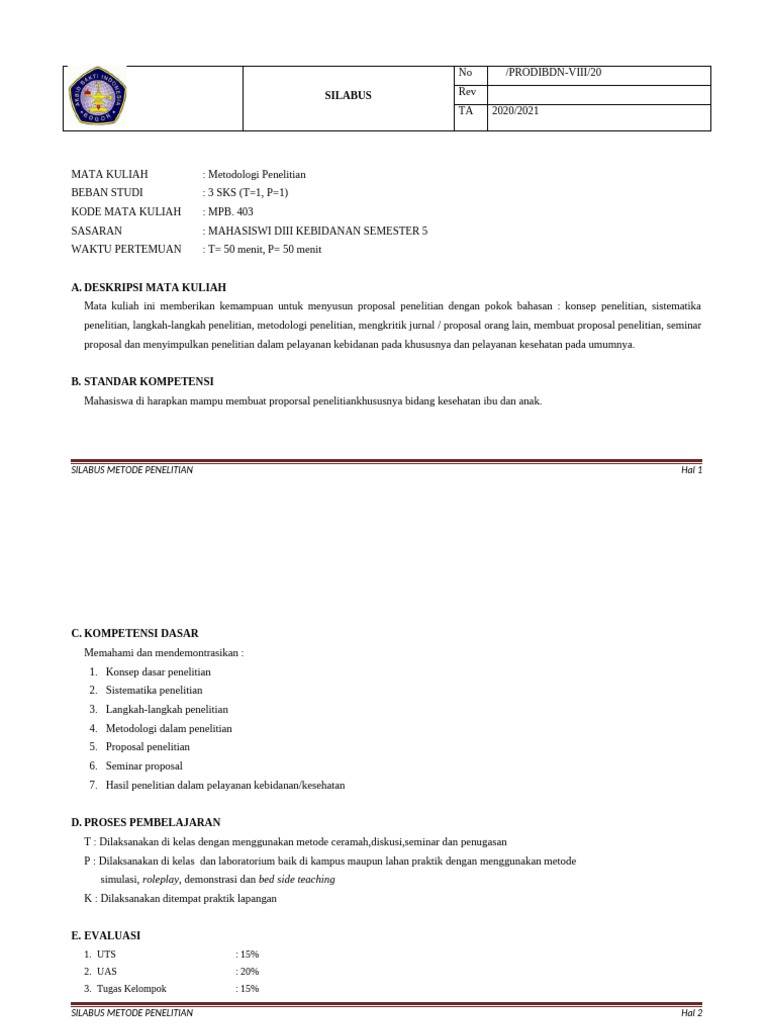 Silabus Metlit | PDF