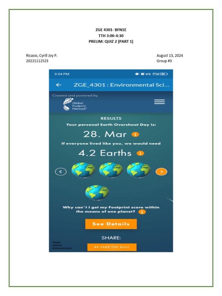 Ricasio - Bfn1e-Prelim Quiz 2 | PDF | Carbon Footprint | Science ...