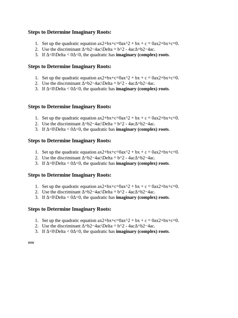 Steps To Determine Imaginary Roots | PDF