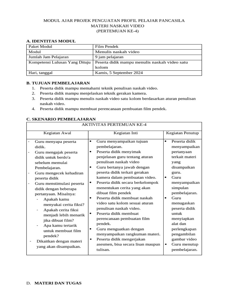 Modul Film Pendek Part 4 | PDF | Language Arts & Discipline | Foreign Language Studies