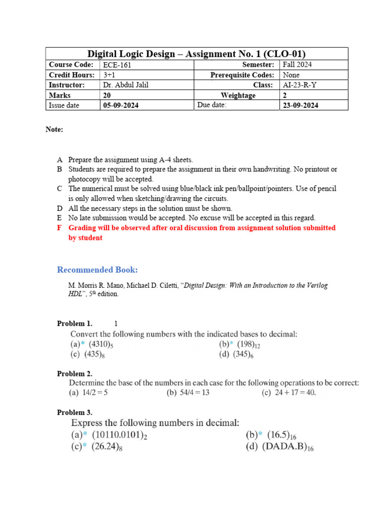 Assignment No. 01 DLD AI F24 | PDF