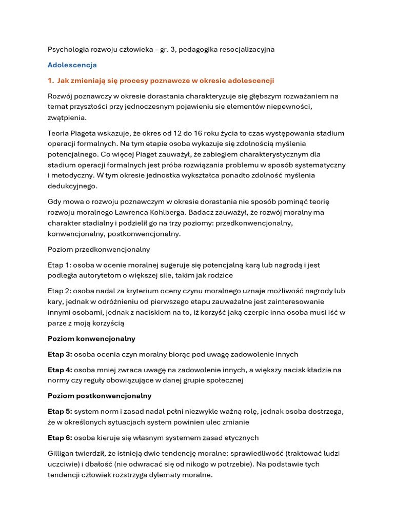 Psychologia Rozwoju Kopia | PDF