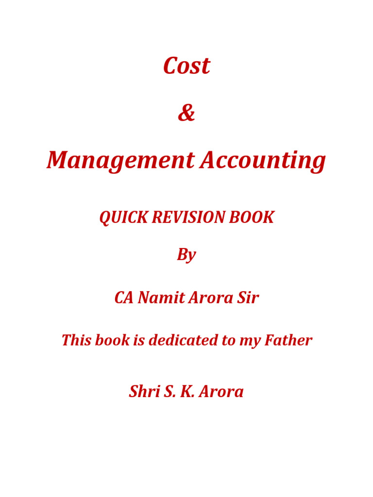 Cost Quick Revision Book | PDF
