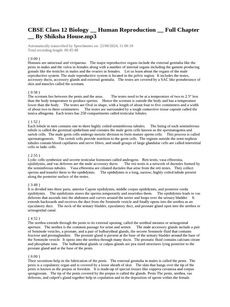 CBSE Class 12 Biology - Human Reproduction - Full Chapter - by Shiksha ...