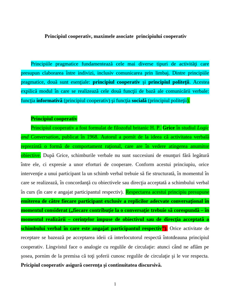 Pragmatica 5 - Principiul Cooperarii | PDF