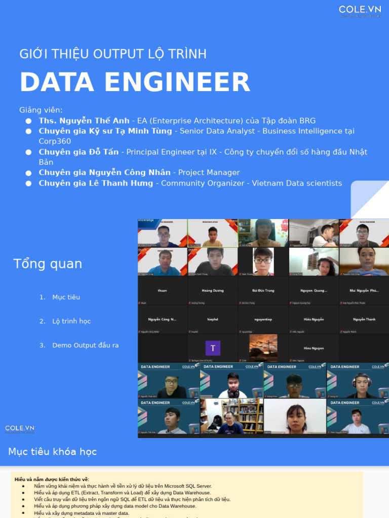 COLE VN Output Lộ Trình Kỹ Sư Dữ Liệu Data Engineer | PDF