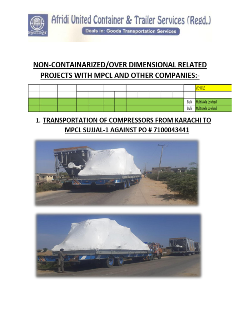 Over Dimensional Rojects With MPCL and Other Companies | PDF