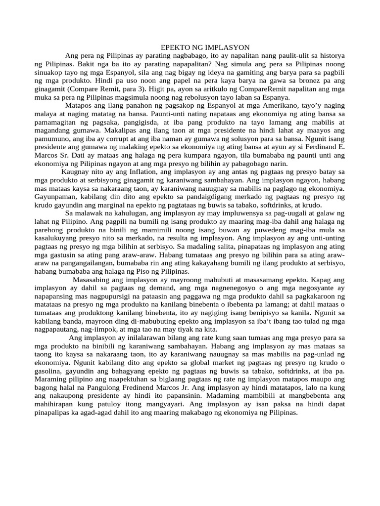 Epekto NG Implasyon | PDF