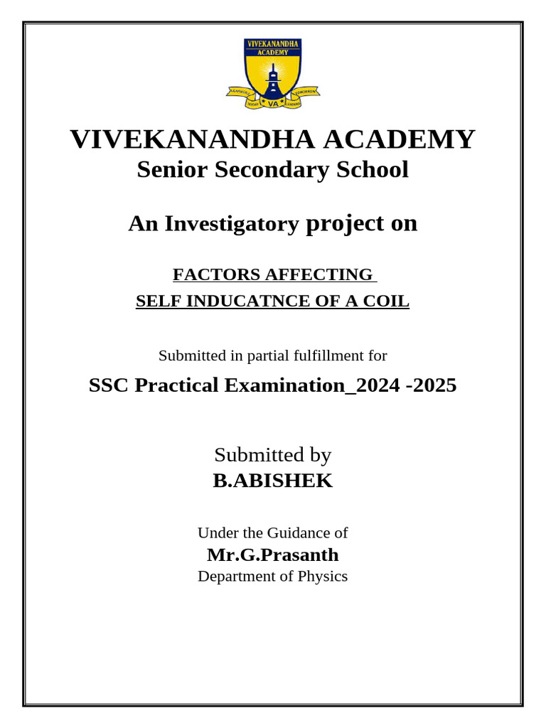 Investigatory Project Front Page-1 | PDF