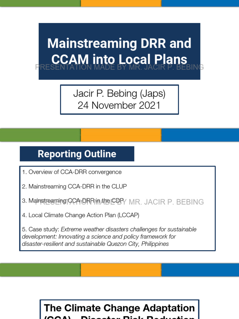 Mainstreaming DRR and CCAM Into Local Plans | PDF