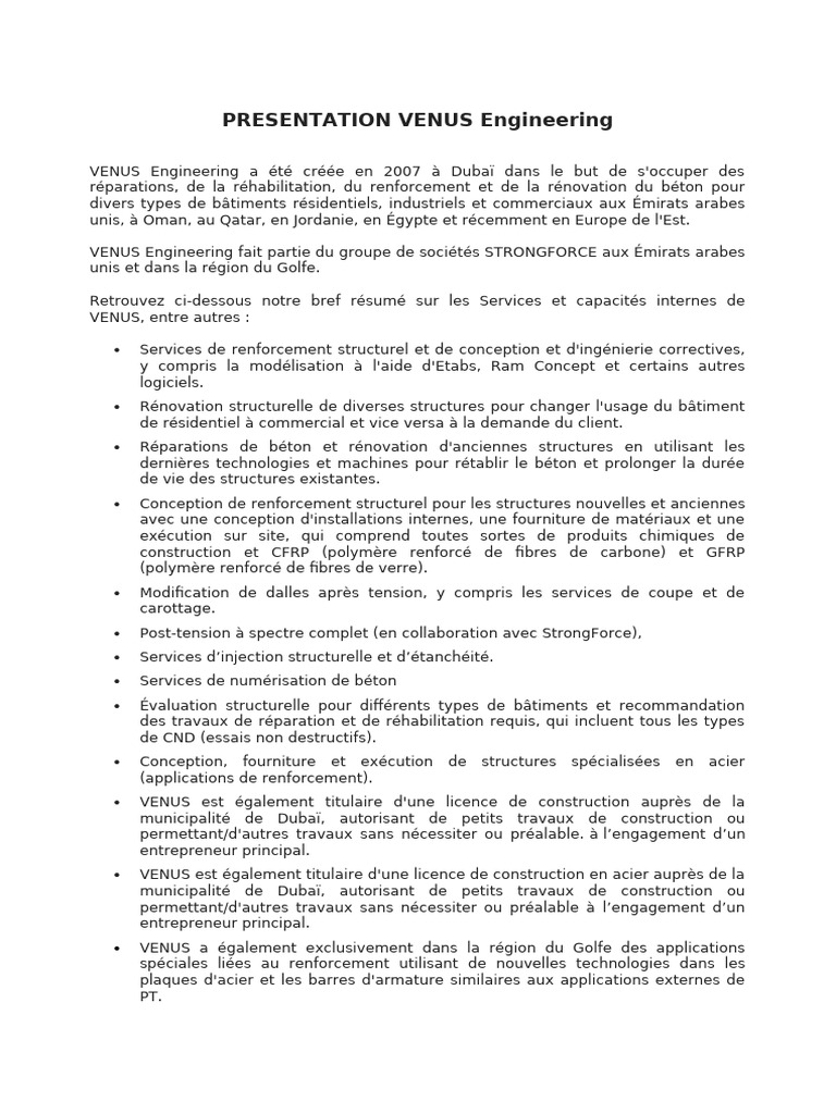 Présentation Venus Engineering | PDF