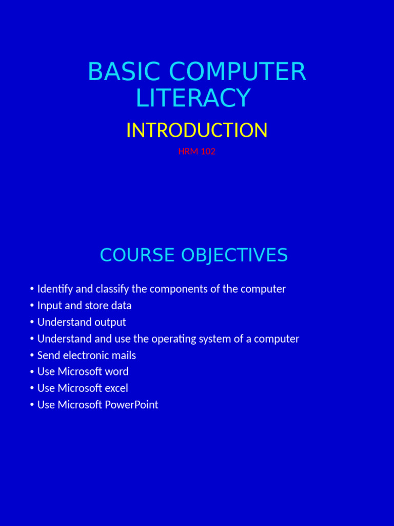 Introduction To Computer Literacy | PDF | Input/Output | Computer Keyboard