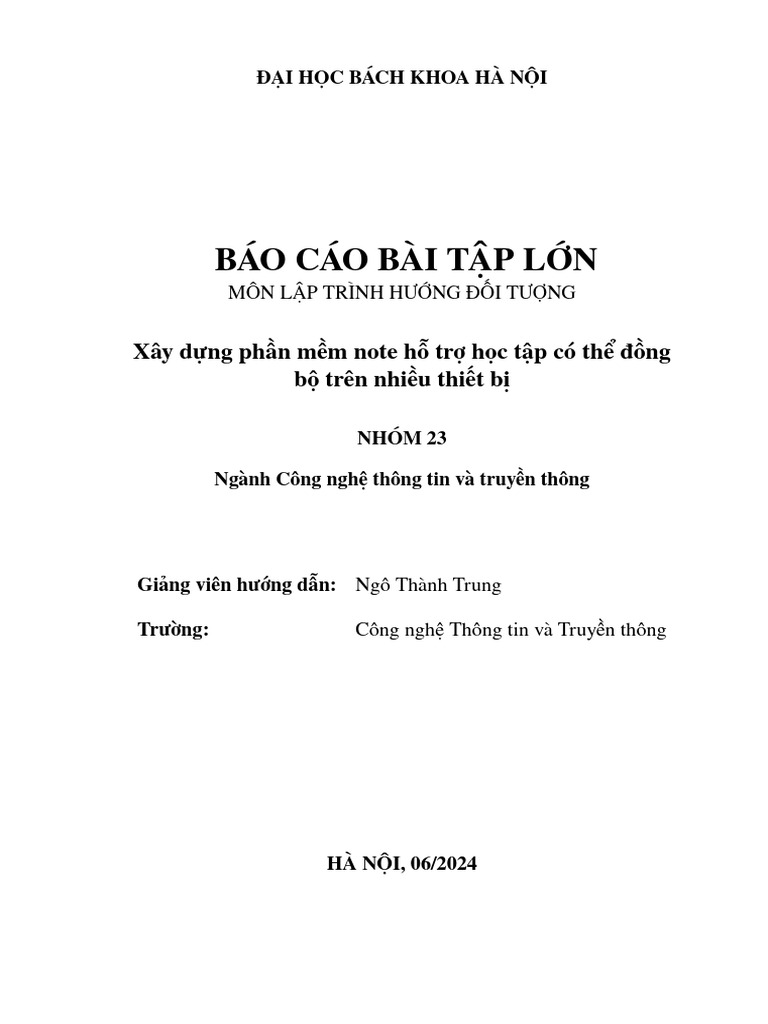 Báo cáo OOP - nhóm 23 | PDF