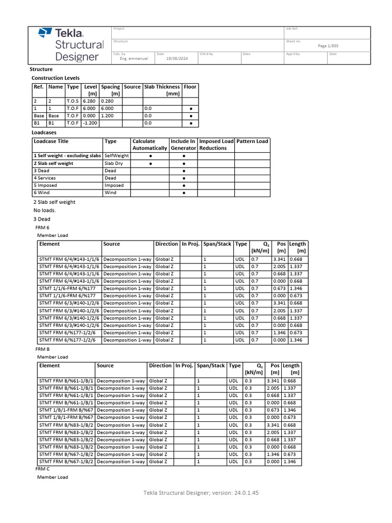1 Self Weight - Excluding Slabs 2 Slab Self Weight | PDF