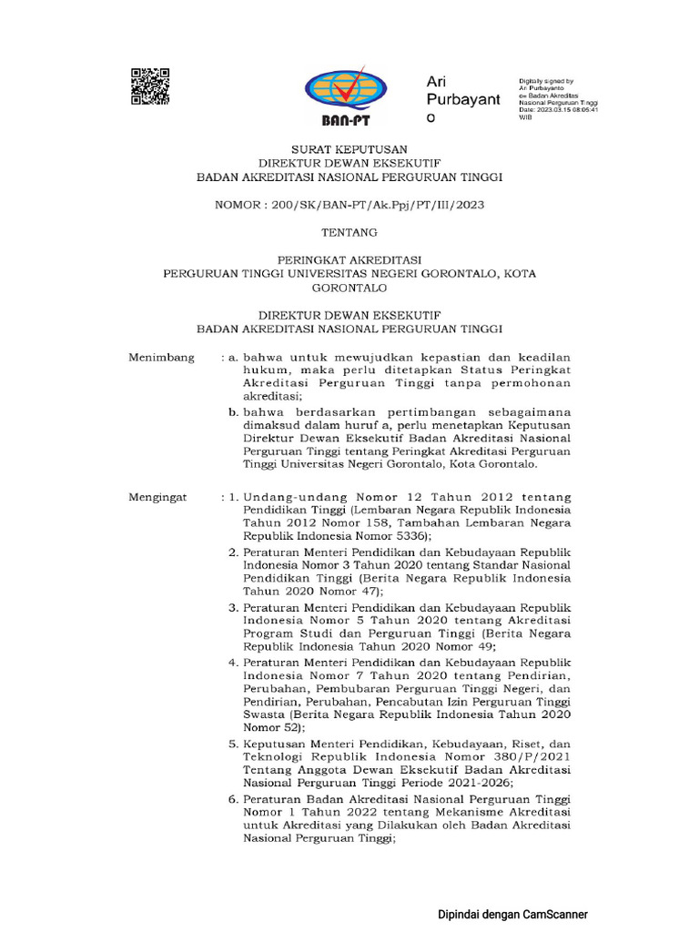 Akreditasi Unggul UNG 2023-2028 | PDF