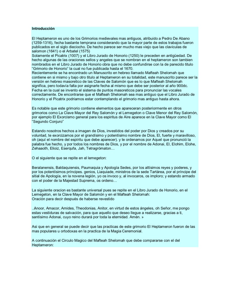 El Heptameron | PDF | Tetragrammaton | Creencia religiosa y doctrina