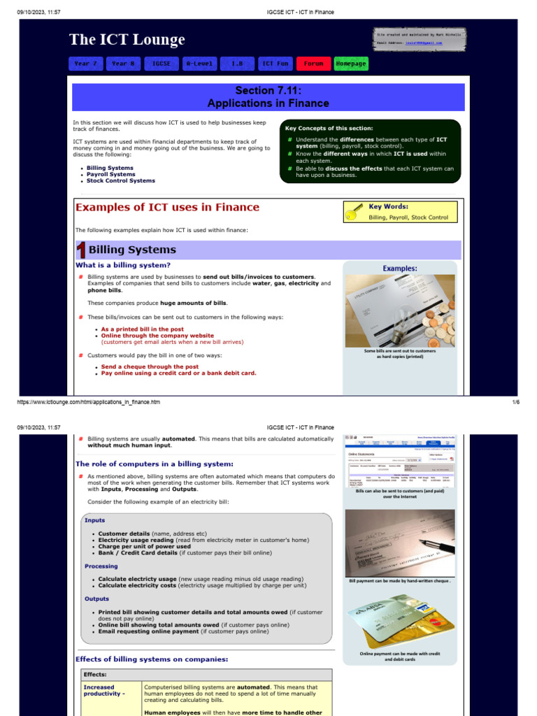 Igcse Ict - Ict in Finance | PDF