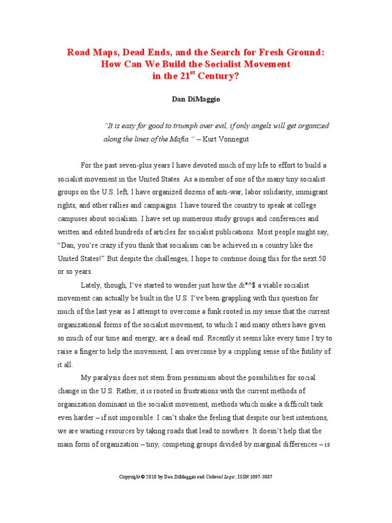 Discussion: Road Maps, Dead Ends and The Search For Fresh Ground - How ...