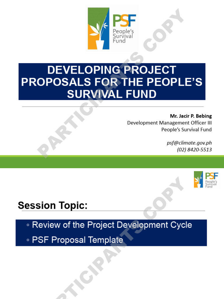 PSF Project Proposal Development Guide | PDF | Risk | Natural Environment