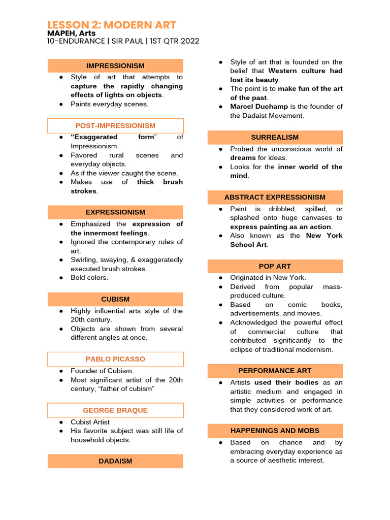 Mapeh - Q1L2 Notes | PDF