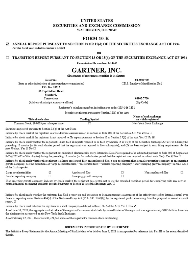 Gartner 2020 10k | PDF