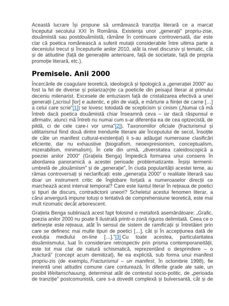 Generatii Literare Romania | PDF