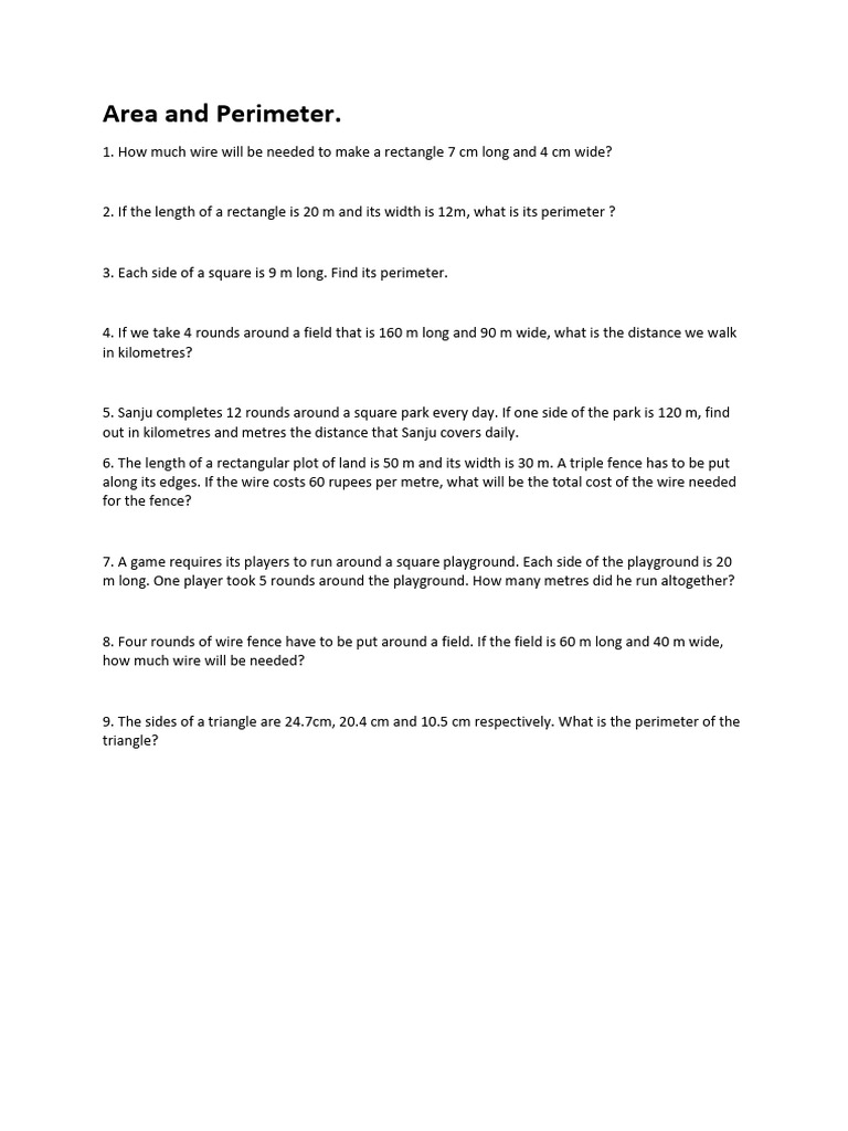 U13 - Perimeter and Area - G5 - MATH 1 | PDF