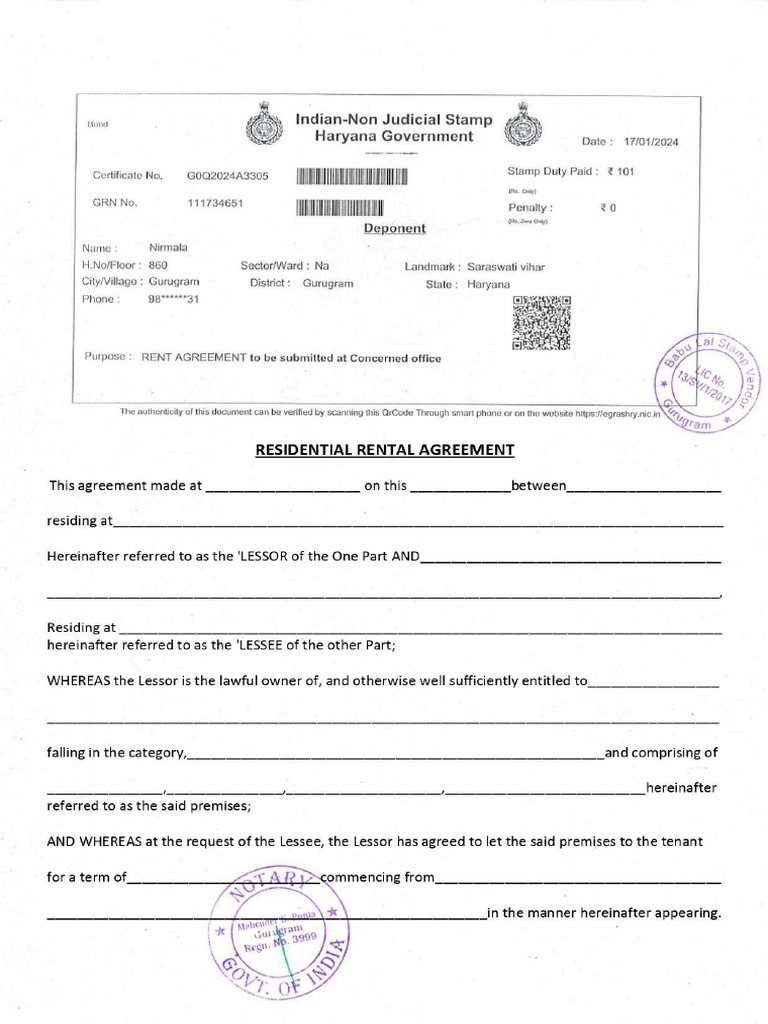 Residential Aggrement | PDF