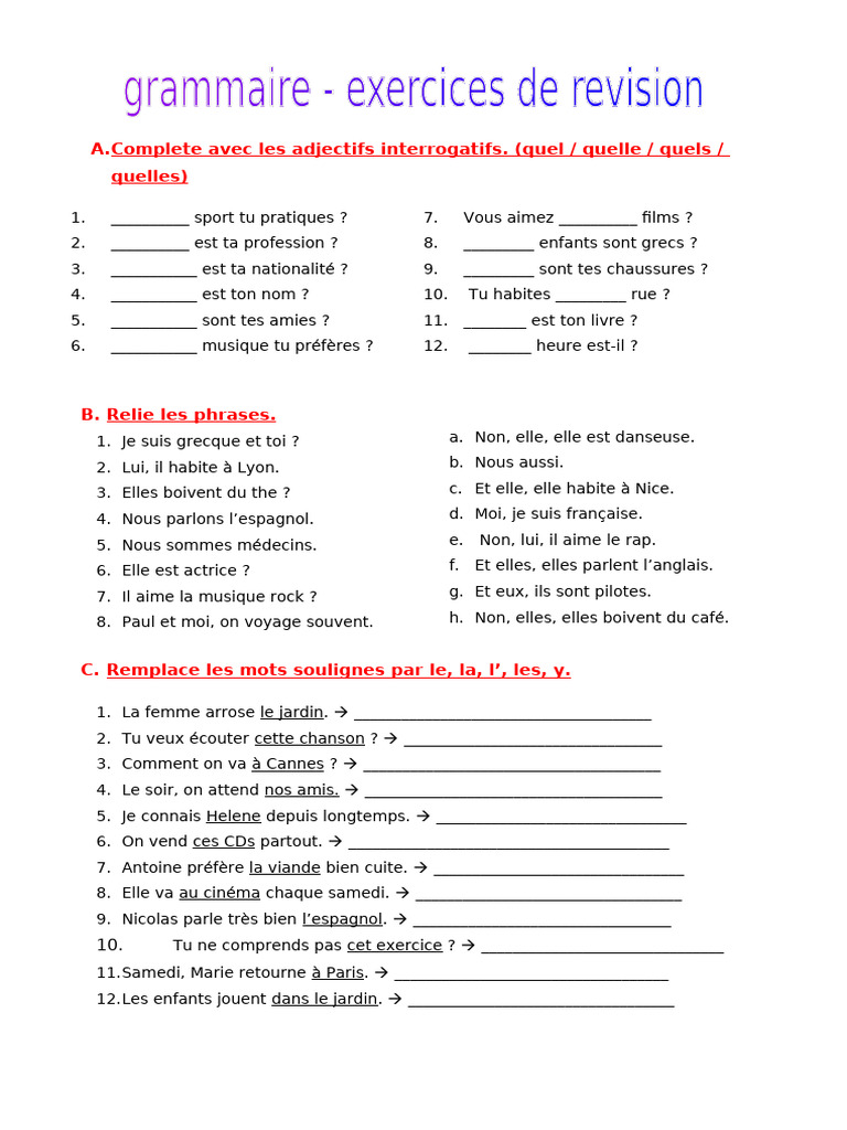 Execices de Revision Feuille Dexercices - 18073 | PDF