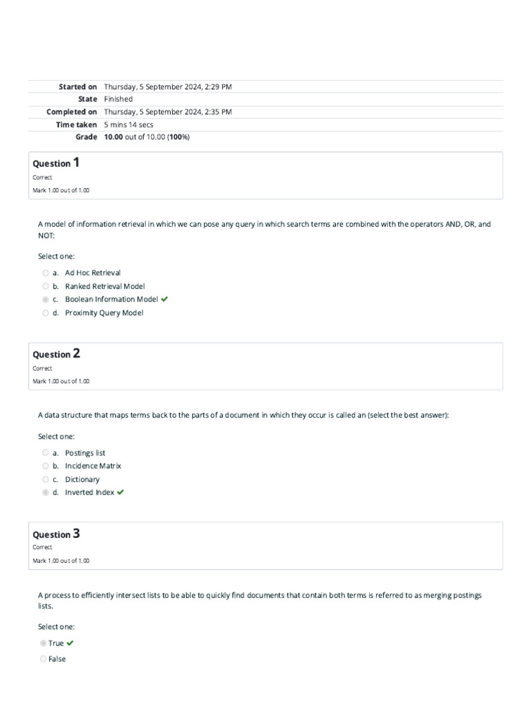 Self-Quiz Unit 1 - Attempt Review - Home | PDF