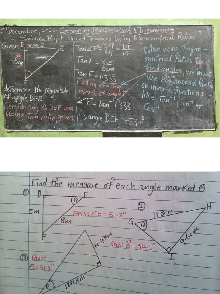 Trigonometry Finding Angles Pdf
