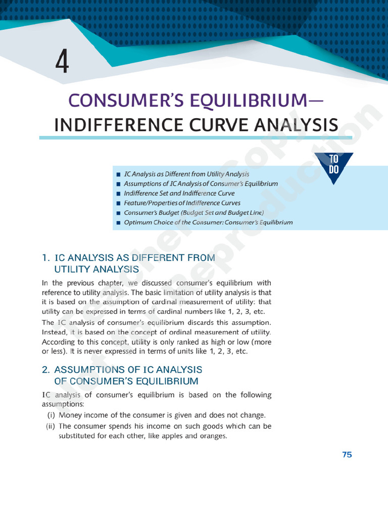 Consumer's Equilibrium - IC Analysis | PDF