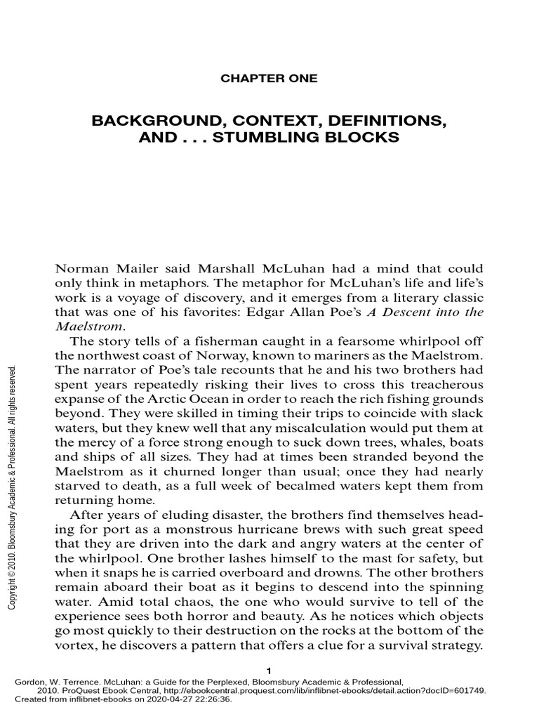 McLuhan(Chapter_One_Background_Context_Definitions_Stumbling_Blocks) | PDF