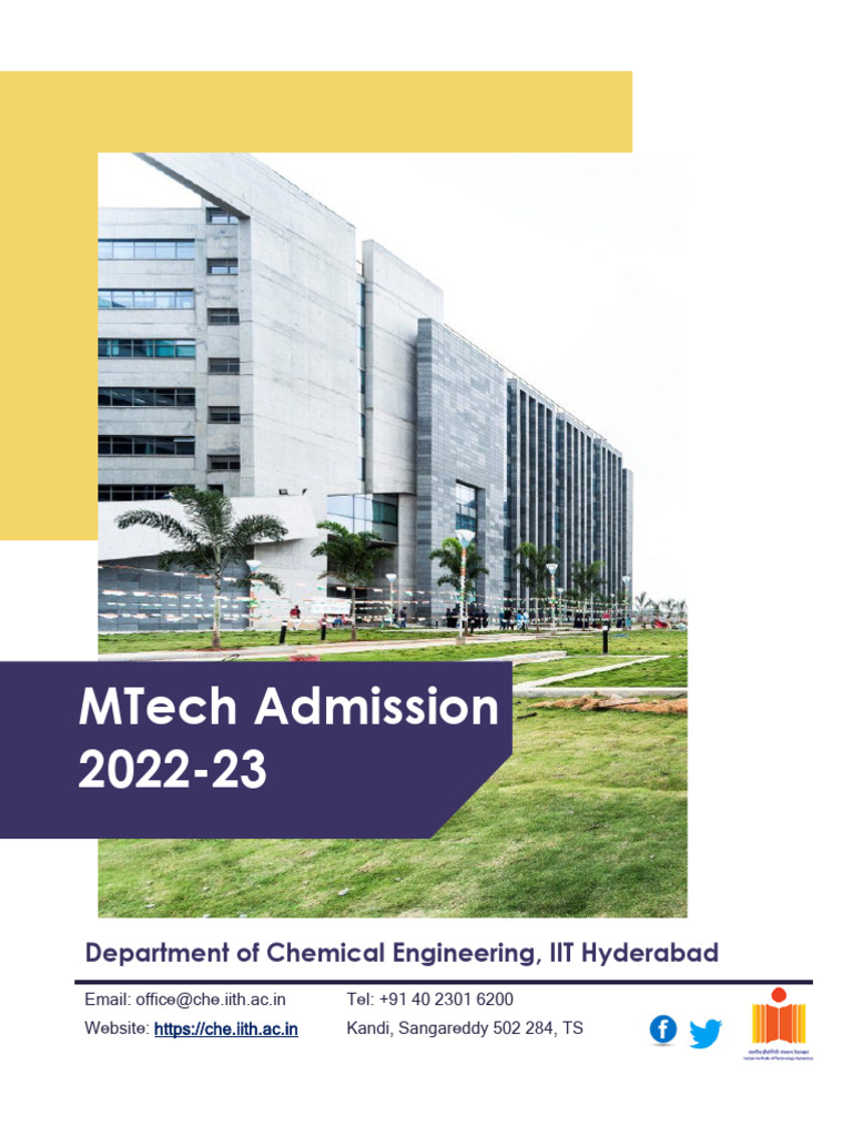 Chemical Engineering MTech Admission Brochure 2022 23 | PDF