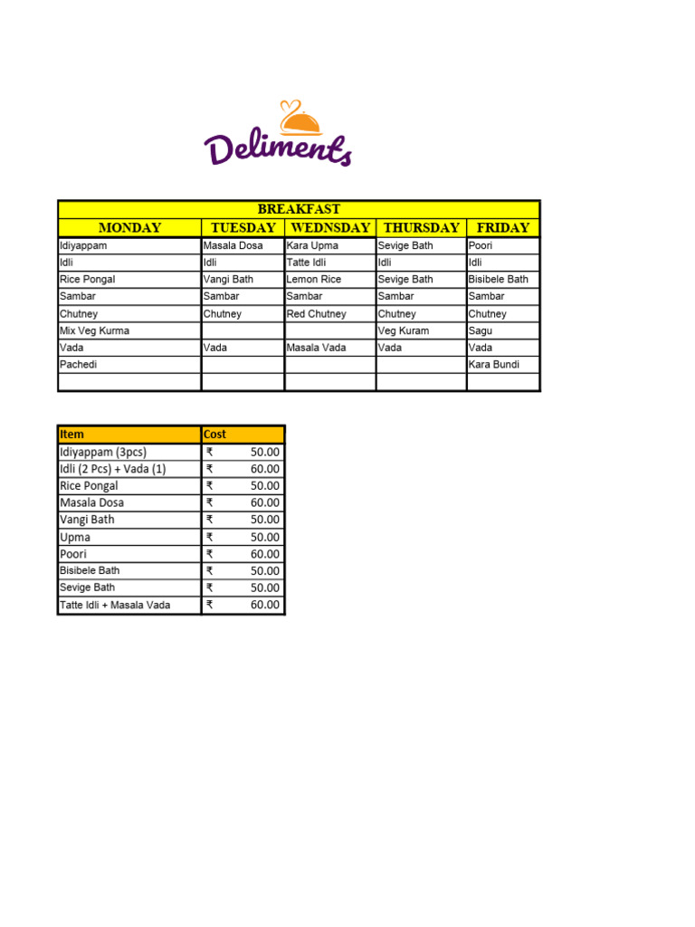 Breakfast Menu | PDF