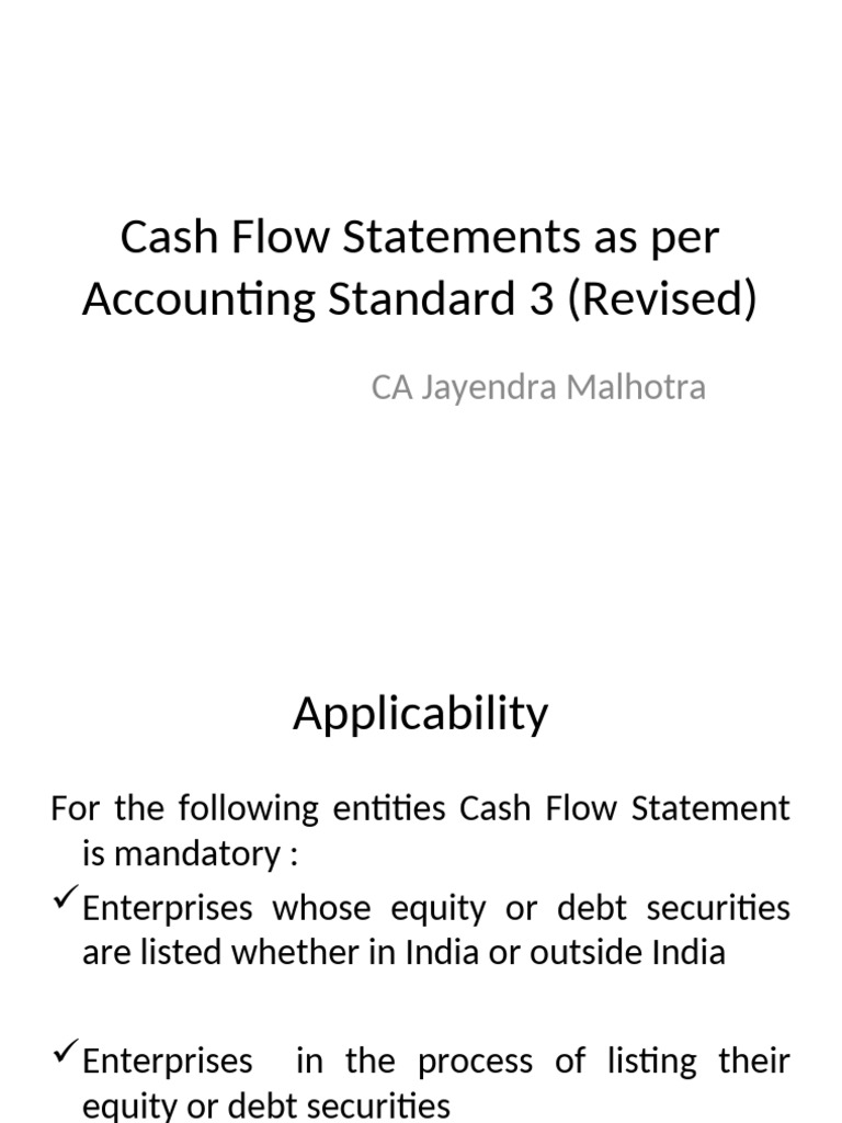 Cash Flow Statements as Per Accounting Standard 3 | PDF