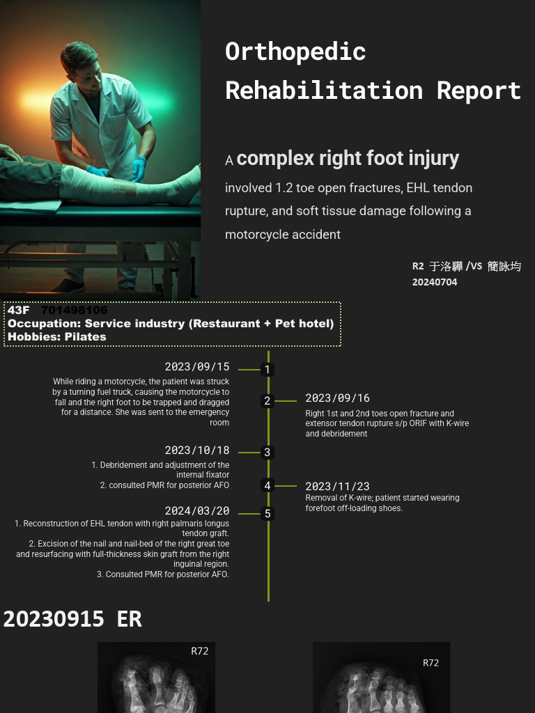 Orthopedic Rehabilitation Report: Complex Right Foot Injury | PDF