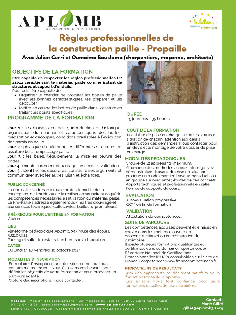 Fiche Formation Propaille 2024 | PDF