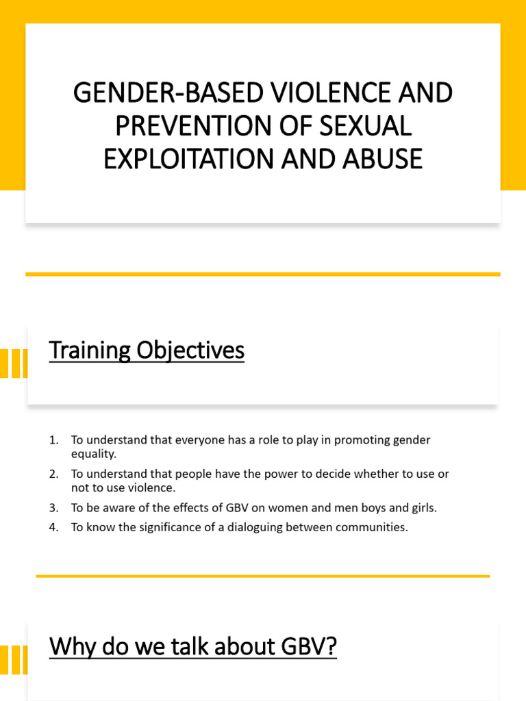Understanding The Dynamics of Gender-Based Violence (GBV) and PSEA | PDF | Violence Against ...