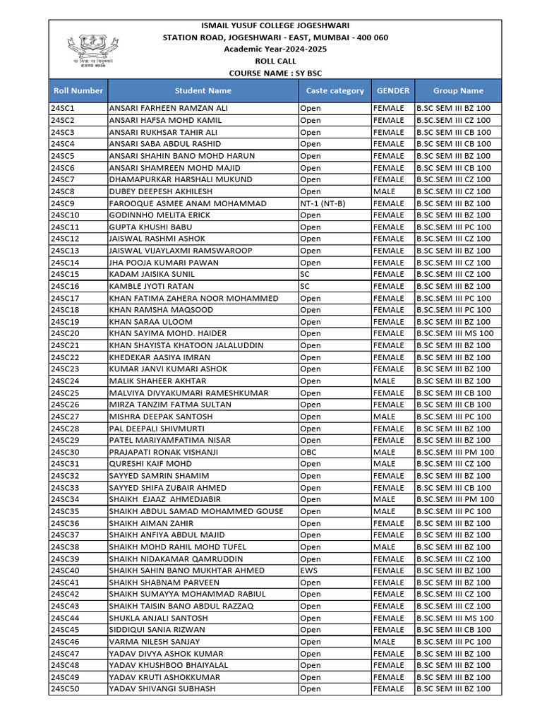 2024-2025 Sy BSC | PDF
